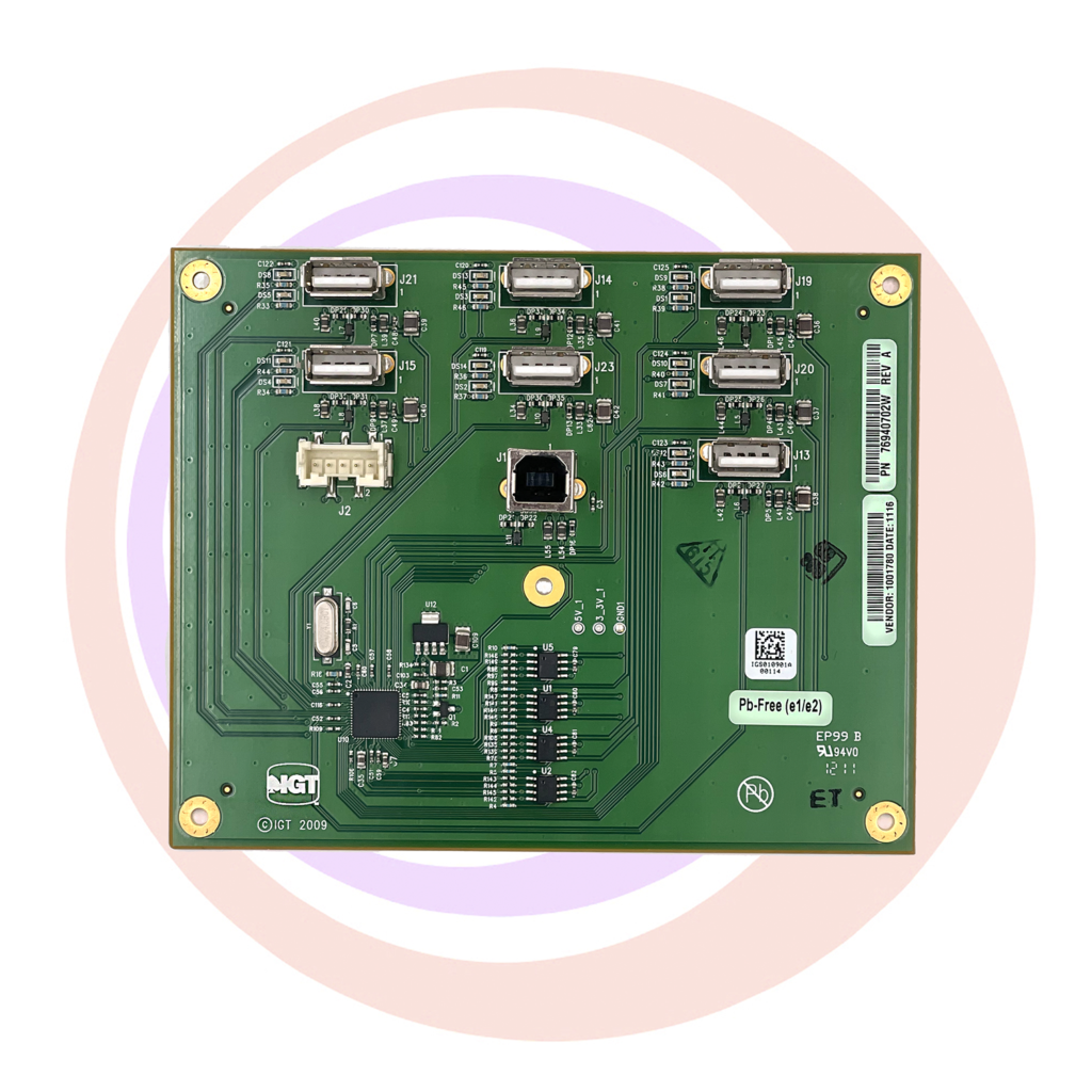 IGT Printed Control Board Part #: 76940702W REV A GETT Part PCB136 - GETT